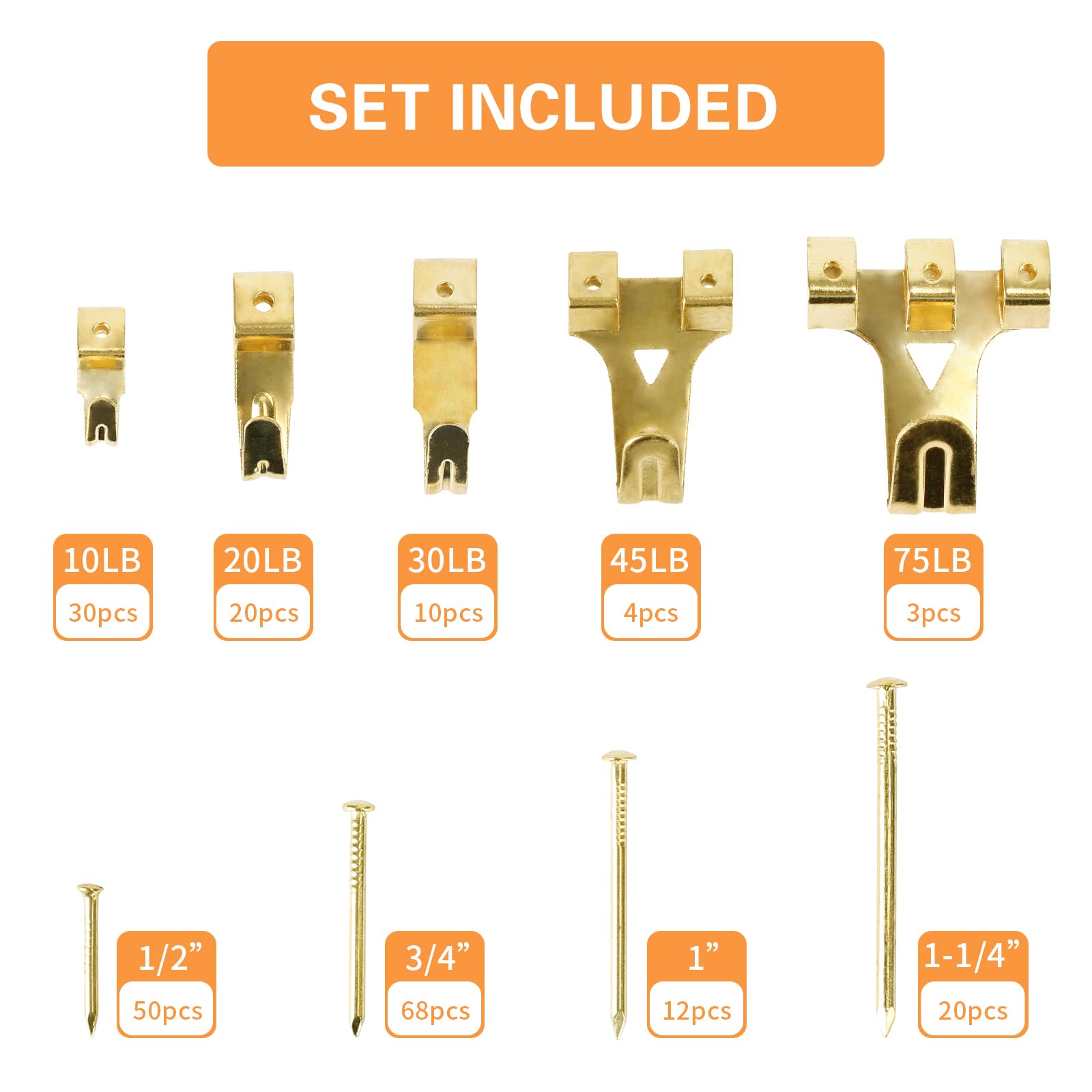 Hongway 276pcs Picture Hanging Kit, Picture Hanger Assortment, Heavy Duty Frame Hooks with Nails, Hanging Wire, Screw Eyes, D Ring and Sawtooth Hardware for Frames Mounting