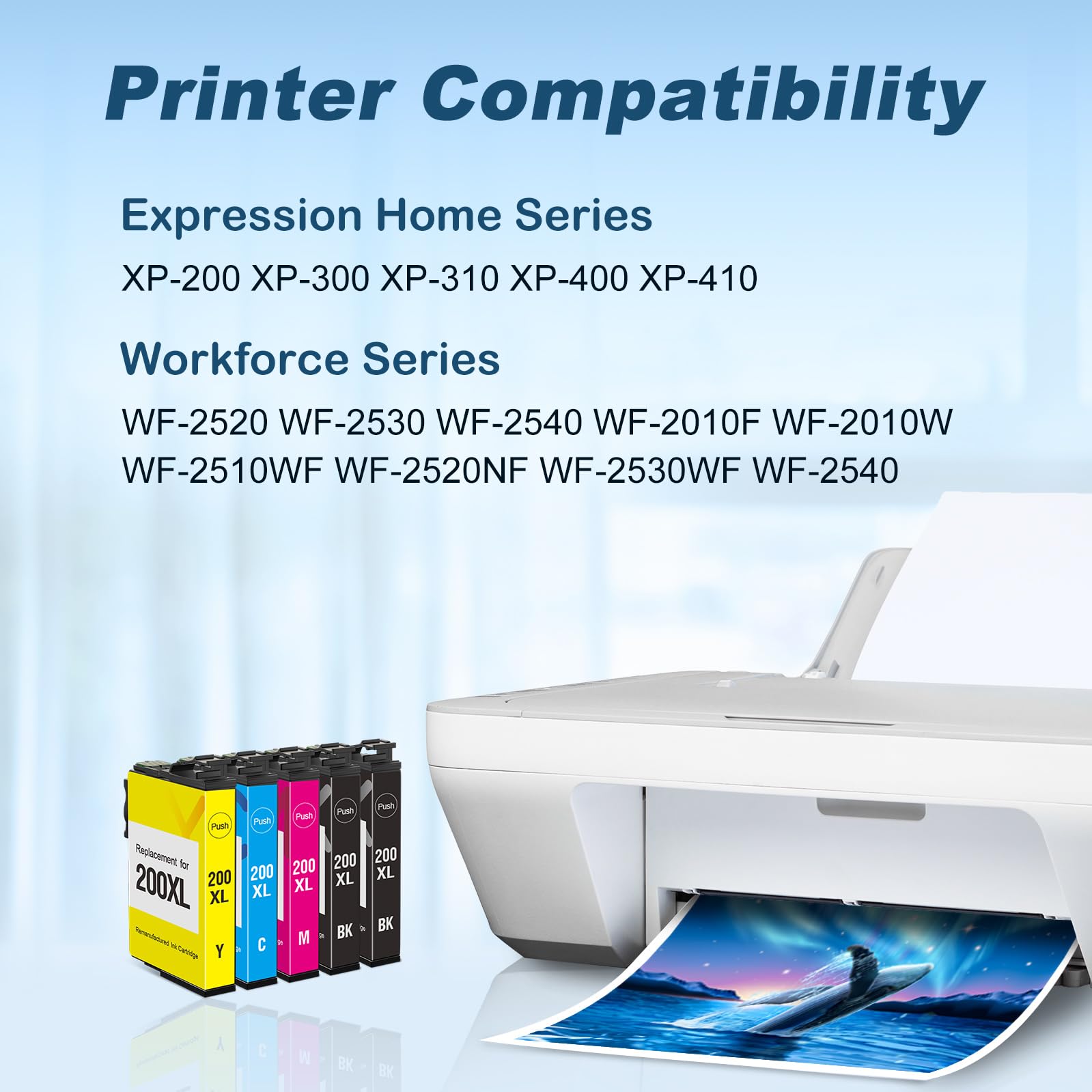 MYTONER Remanufactured Ink Cartridge Replacement for Epson 200XL 200 XL for Expression XP-200 XP-300 XP-310 XP-400 XP-410 Workforce WF-2520 WF-2530 WF-2540 Printer(2 Black,1 Cyan, 1 Magenta,1 Yellow)