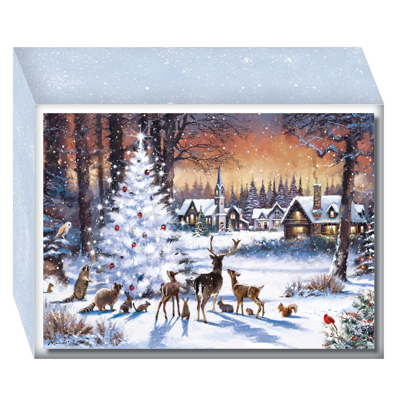 Crown Point Graphics 30 Count Woodland Glitter Christmas Cards