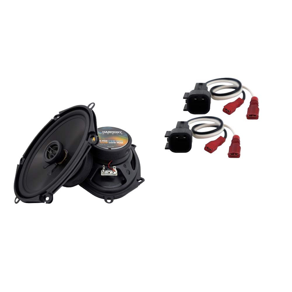 Harmony Audio HA-R68 Compatible 2005-2009 Ford Mustang Front Door Replacement 5x7 6x8 225W Speakers & HA-725600 Speaker Replacement Harness