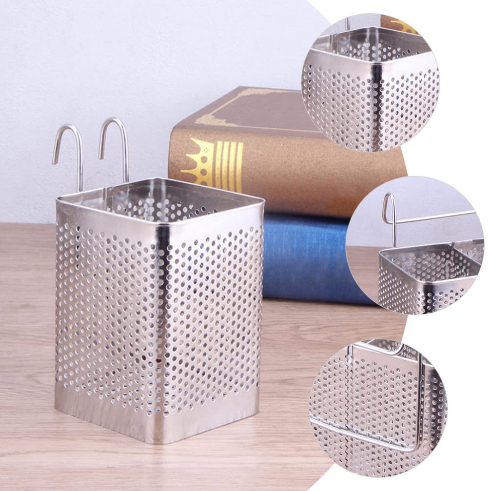CALLARON 2Pcs Kitchen Utensils Holder Silverware Drying Rack Stainless Steel Chopstick Holder Forks Spoons Flatware Caddie Basket Organizer Drainer with Hook
