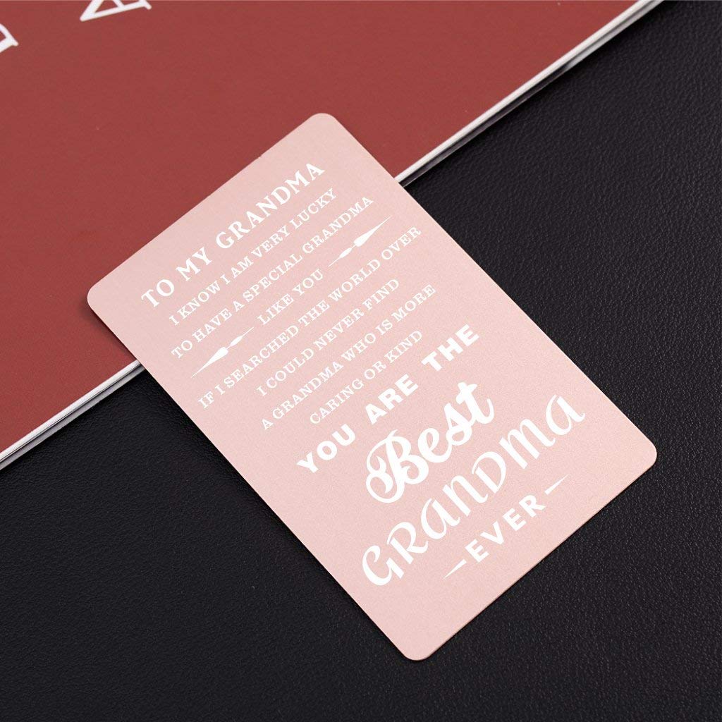 TANWIH Best Grandma Ever Gifts Grandmother Birthday card, Grandma Christmas Card, Engraved Wallet Insert