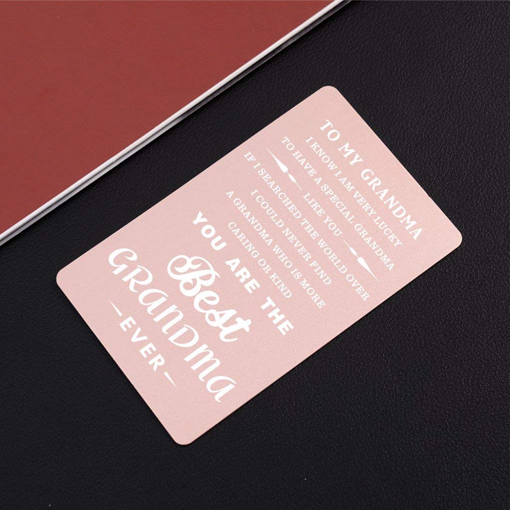 TANWIH Best Grandma Ever Gifts Grandmother Birthday card, Grandma Christmas Card, Engraved Wallet Insert