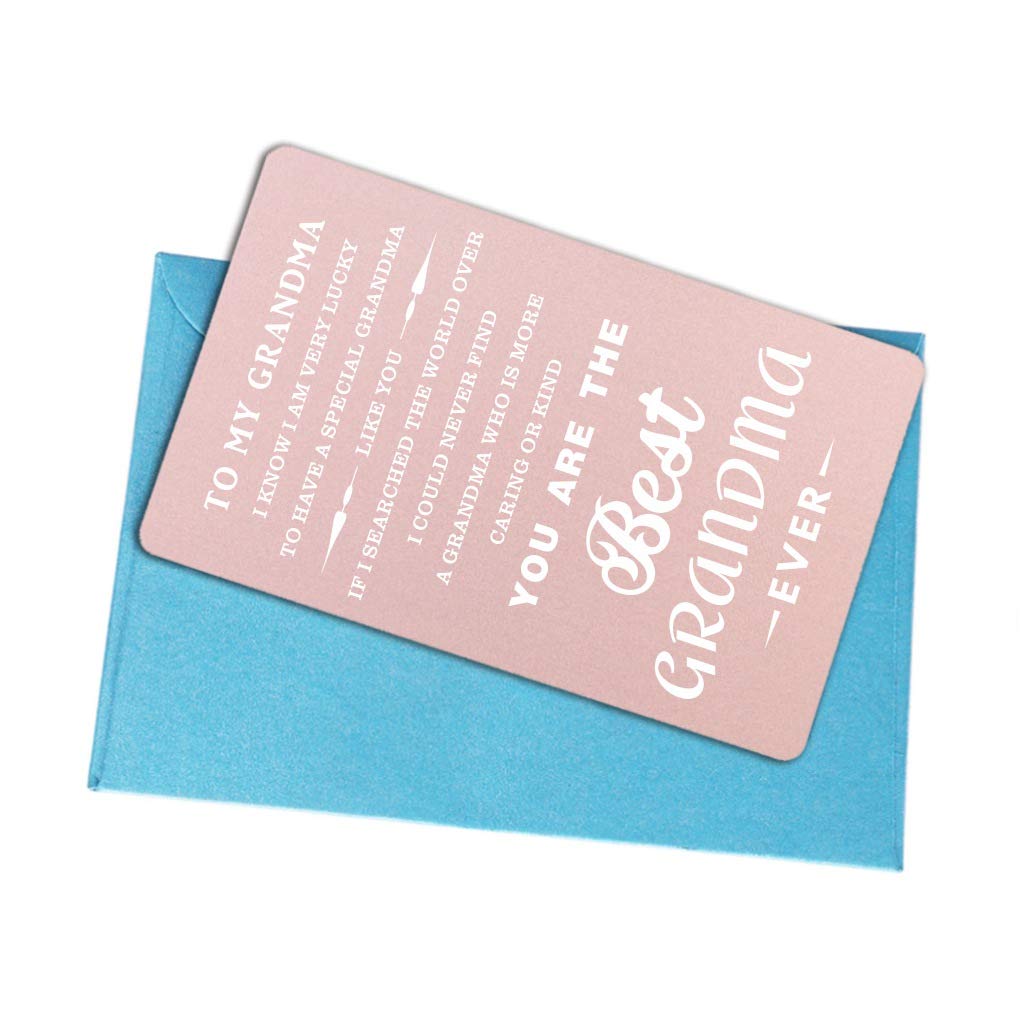 TANWIH Best Grandma Ever Gifts Grandmother Birthday card, Grandma Christmas Card, Engraved Wallet Insert