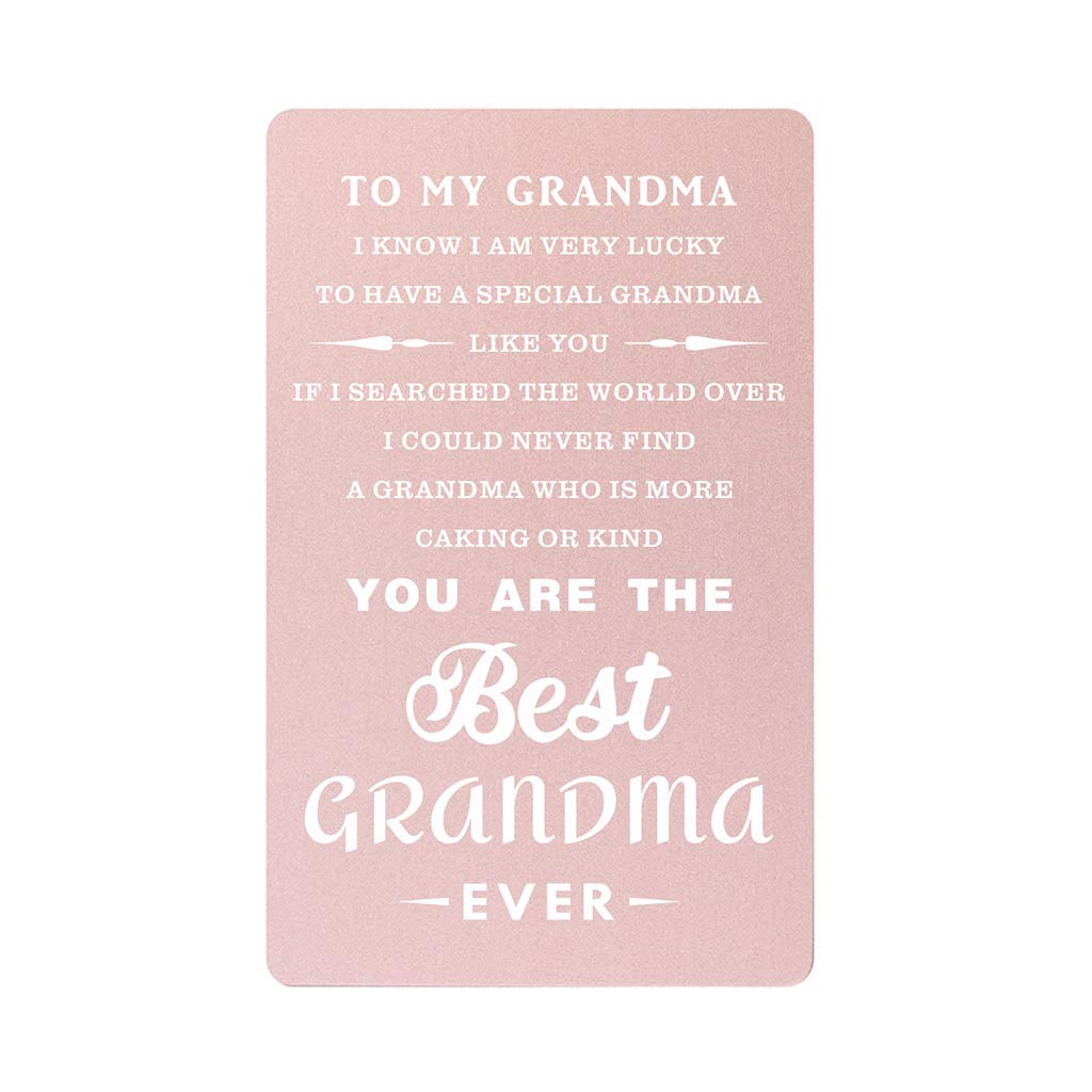 TANWIH Best Grandma Ever Gifts Grandmother Birthday card, Grandma Christmas Card, Engraved Wallet Insert