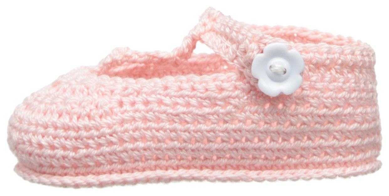 Jefferies Socks Baby-Girls Newborn T-Strap Mary Jane Crochet Bootie, Light Pink, Newborn