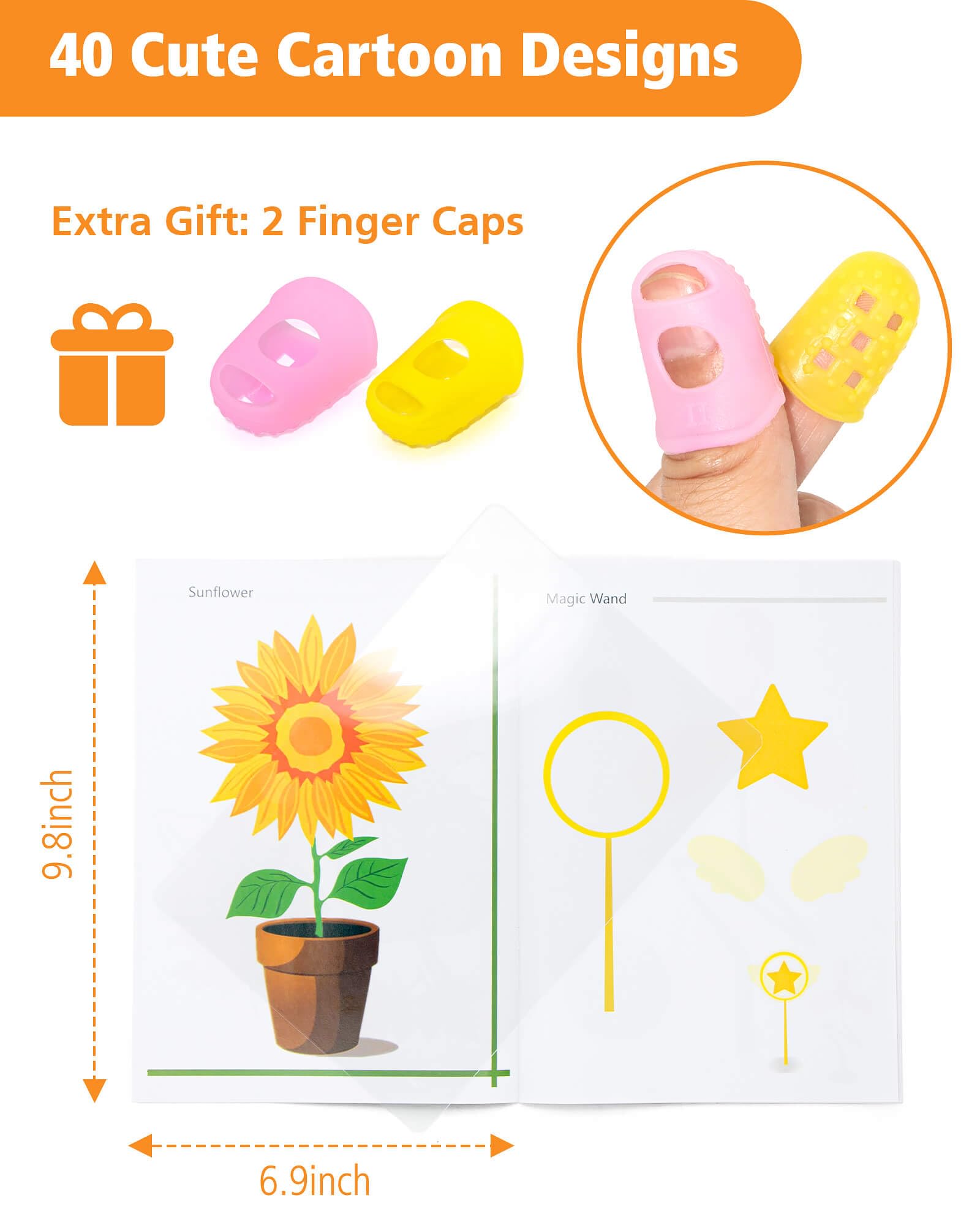 3D Printing Drawing Book, Reusable Colorful 40 Patterns Thick Paper Template with a Clear Plate, Painting Graffiti Template for 3D Pen Kids DIY Gift
