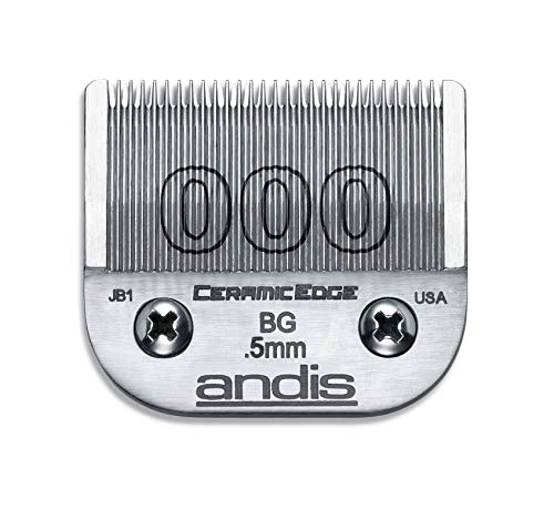 Andis – 64480, Ceramic Edge Carbon-Infused Detachable 0.5mm Clipper Blade - Close Cutting, Body Grooming Blades - Compatible With Most Andis, Oster A5, Series Clipper - Size 1/50" Cut Length, Chrome