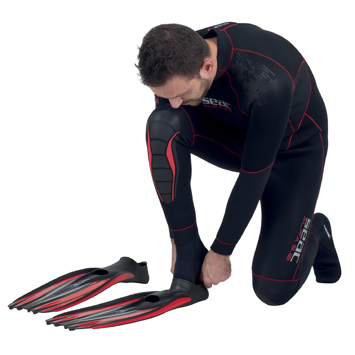 Seac F-100 PRO Full Foot Fins - Red, 38/39