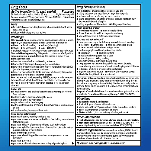 Amazon Basic Care Naproxen Sodium Pm, Naproxen Sodium and Diphenhydramine Hydrochloride Tablets, 220 Mg/25 Mg, 160 Count