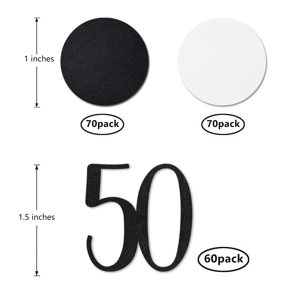 Black Glitter 50 Confetti, 50th Birthday Number Confetti, 200pcs Anniversary Party Table Decoration Supplies