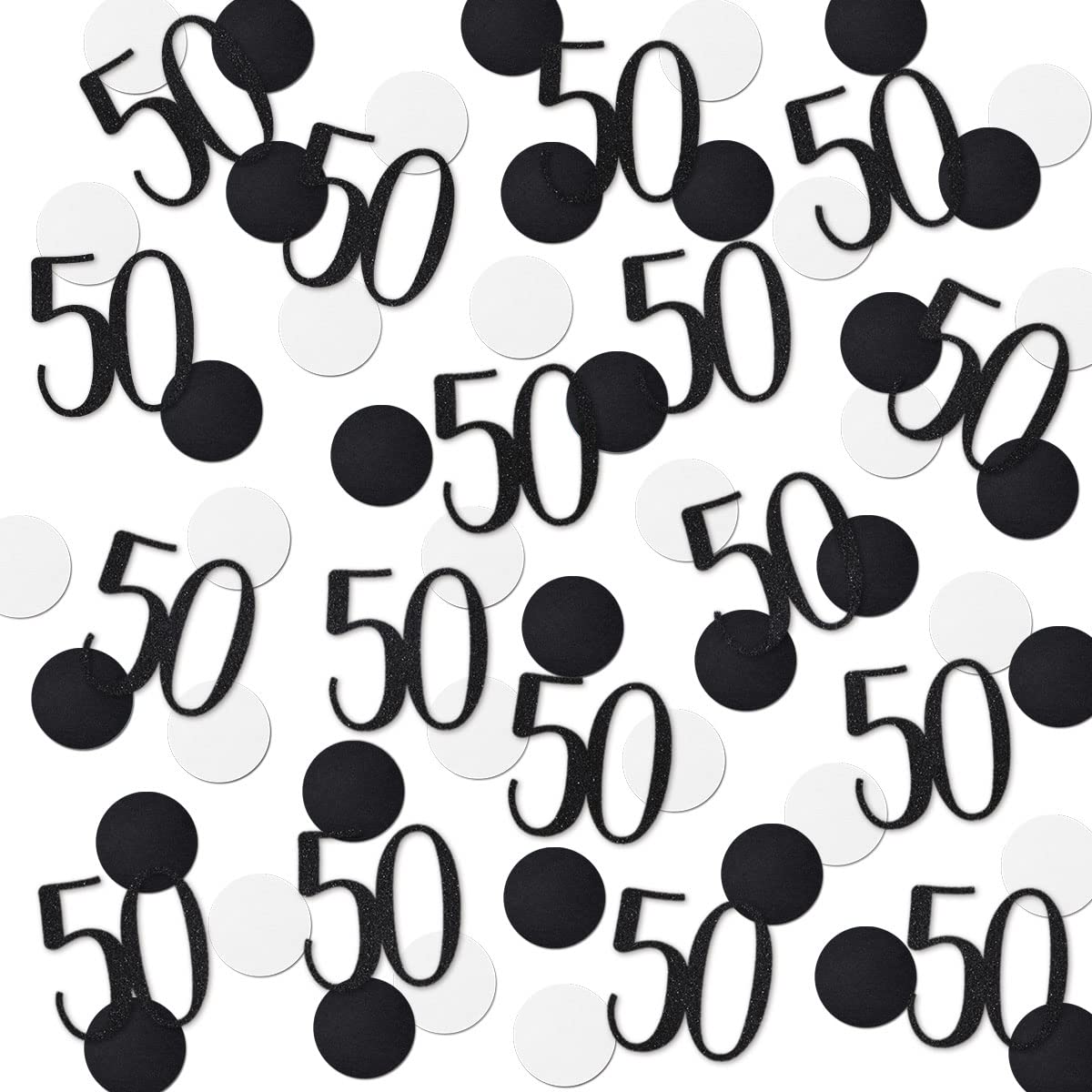 Black Glitter 50 Confetti, 50th Birthday Number Confetti, 200pcs Anniversary Party Table Decoration Supplies