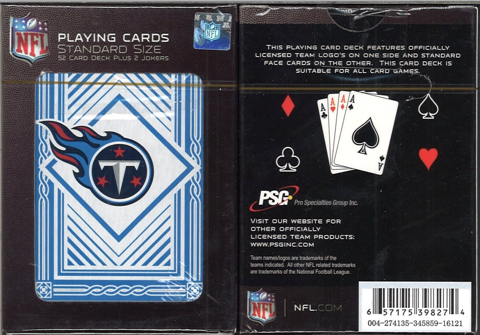 PSG INC NFL Tennessee Titans Classic Playing Cards