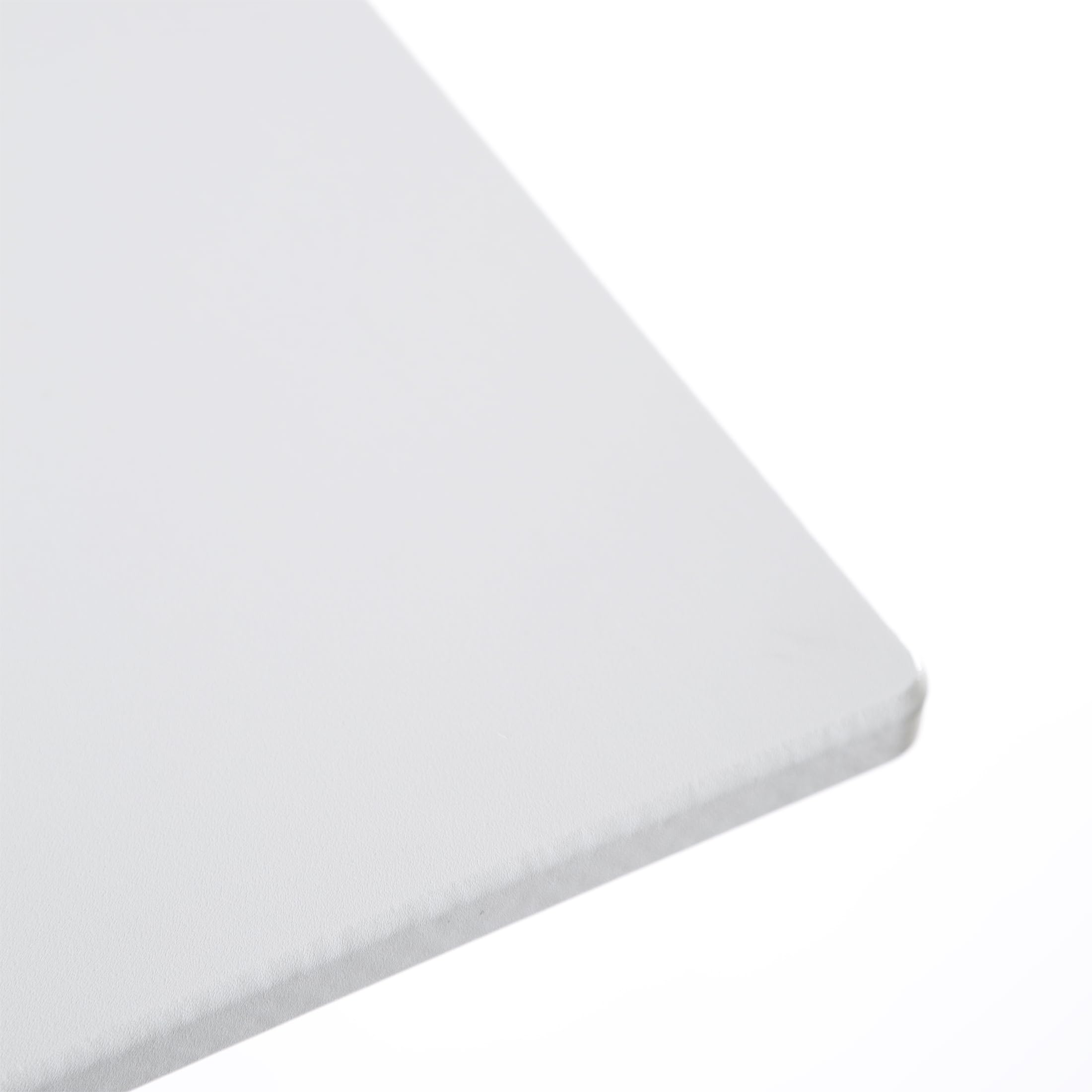 Seville Classics Solid-Top Height Adjustable Mobile Laptop Computer Desk Cart Ergonomic Home Office Stand Rolling Table, Overbed (23.6"), White