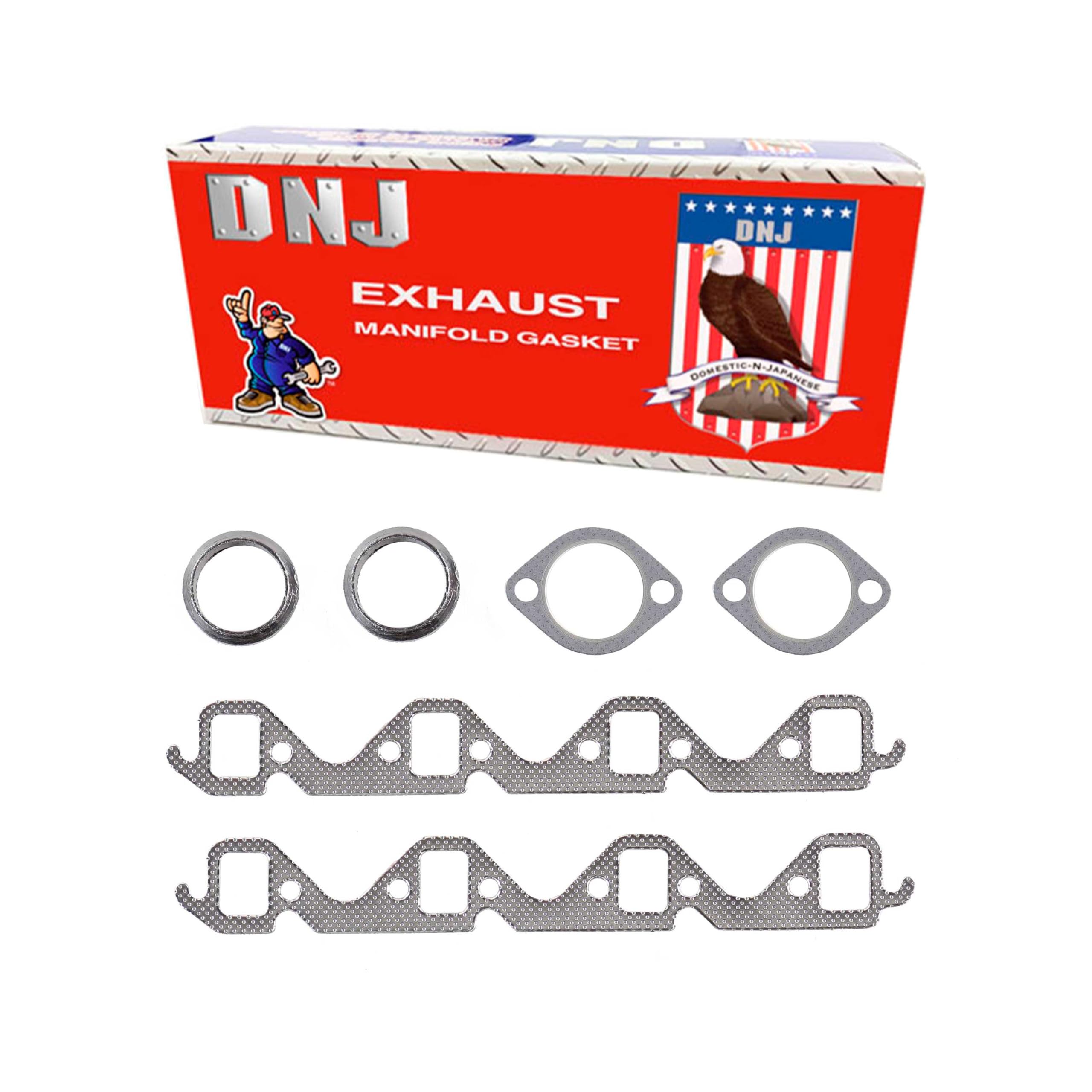 DNJ EG4112 Exhaust Manifold Gasket Set for 1962-1997 Ford, Lincoln, Mercury 300, Bronco, Caliente 4.3L-5.8L V8 16V OHV 4261cc