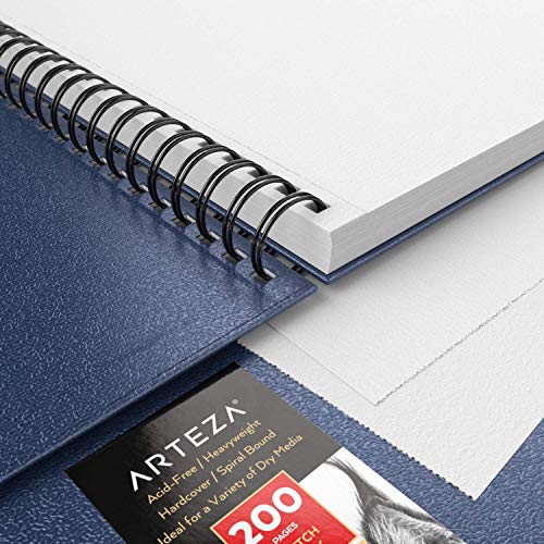 ARTEZA Spiral Sketch Book 9x12 Drawing Pad 2 pack 100 Sheets Sketch Pads for Drawing for Adults & Teens