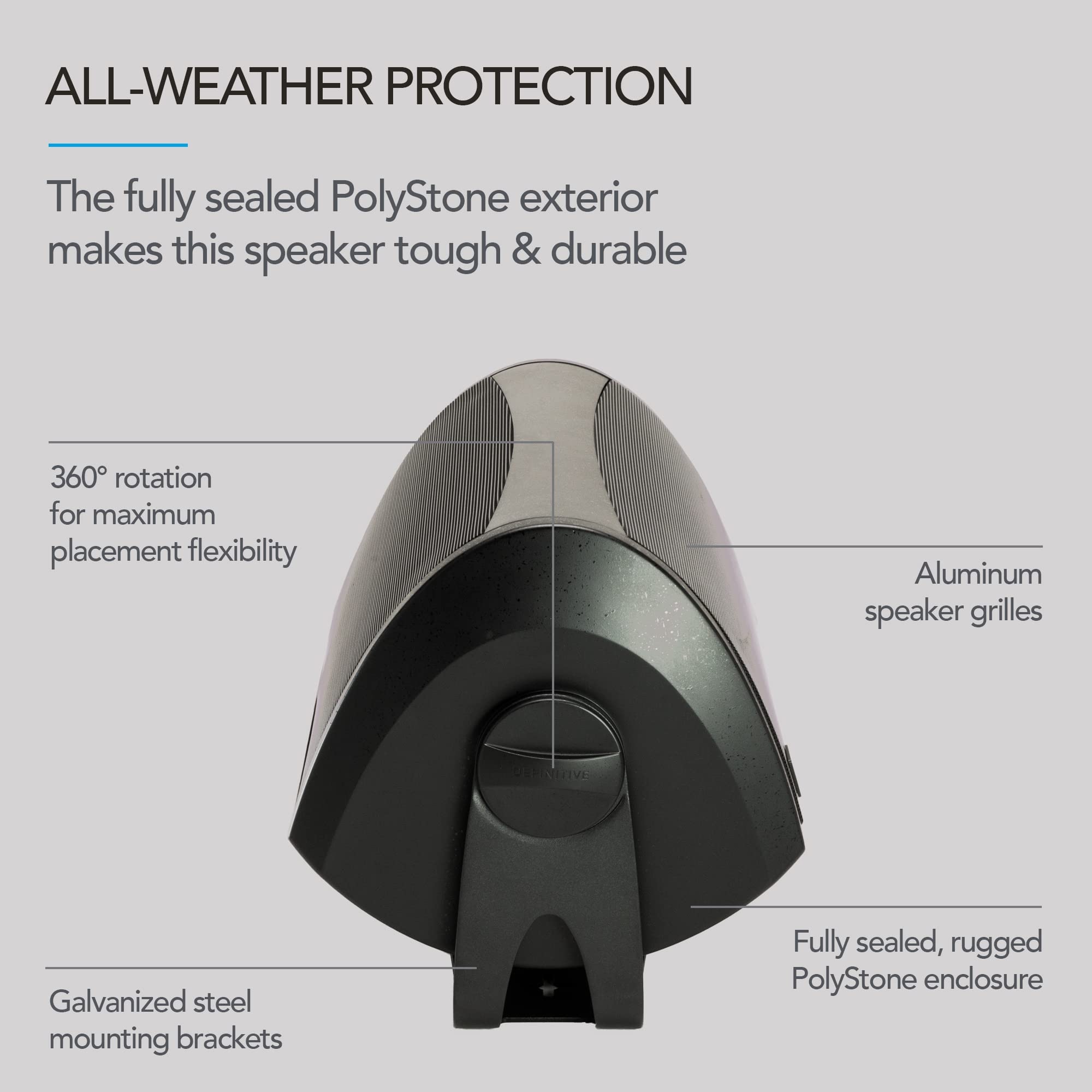 Definitive Technology AW5500 Outdoor Speaker - 5.25-inch Woofer, 175 Watts, High Performance, Built for Extreme Weather (Single, Black)