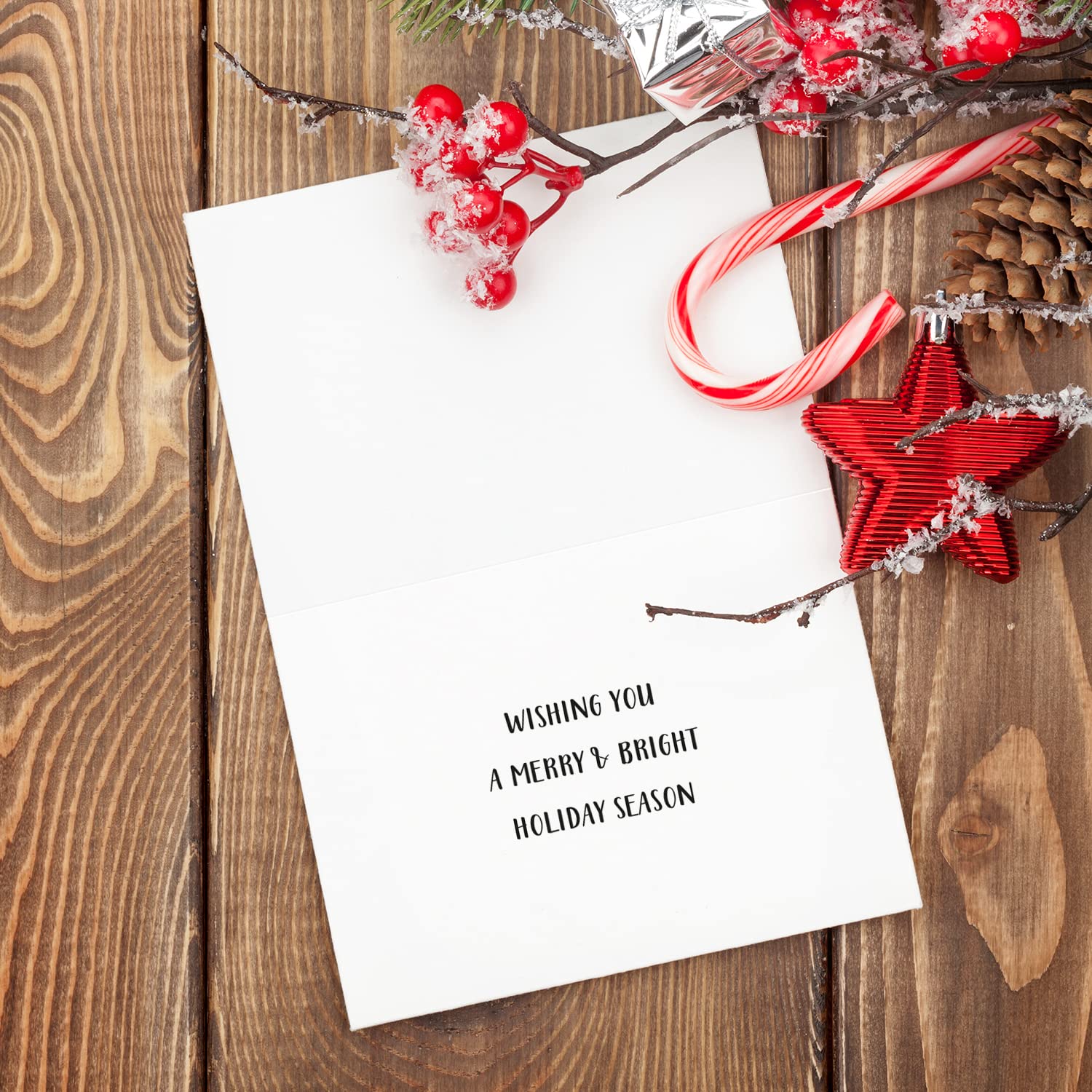 Christmas Cards Set - 24 Gold Foil Holiday Cards with Red Envelopes – 6 Assorted Designs Boxed for Easy Storage - 4.25 x 5.75, Bulk Greeting and New Years Decor Sheets