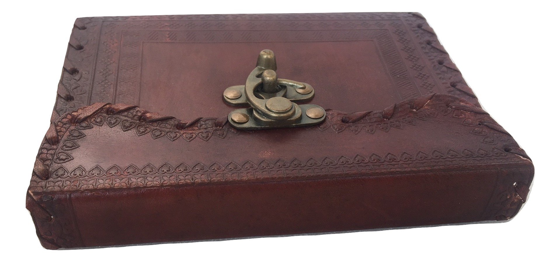 Genuine Leather Journal Notebook - Antique Vintage Bound Journals for Men & Women - 7 x 5 Inch Unlined Paper Handmade Planner Travel Writing Dairy with Lock, Sketchbook for Drawing