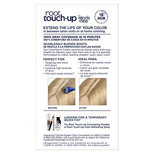 Clairol Root Touch-Up by Nice'n Easy Permanent Hair Dye, 10 Extra Light Blonde Hair Color, Pack of 2