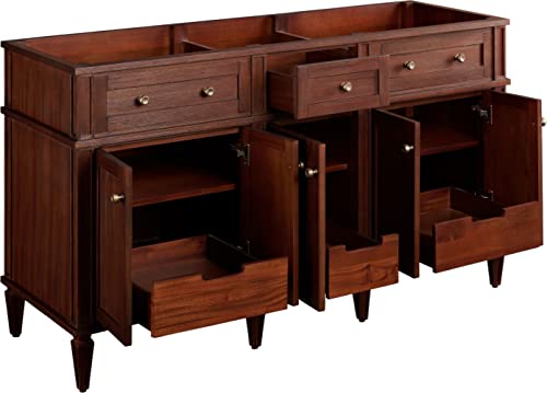 Signature Hardware 953347-60-UM-8 Elmdale 60" Free Standing Double Vanity Set with Mahogany Cabinet, Vanity Top, and Oval Undermount Vitreous China Sink - 8" Faucet Holes