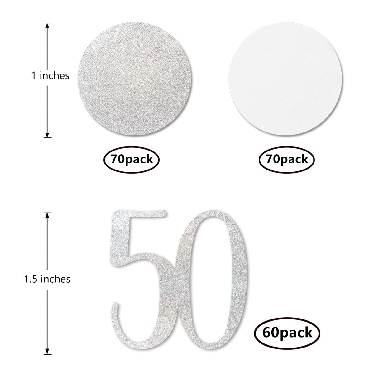 Silver Glitter 50 Confetti, 50th Birthday Number Confetti, 200pcs Anniversary Party Table Decoration Supplies