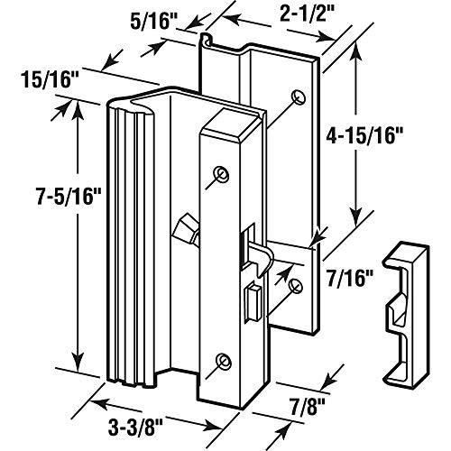 Prime-Line MP1004 Patio Door Handle Set, Profile/Low Base, Aluminum Construction, Mill Finish, Surface Mount, (single pack)