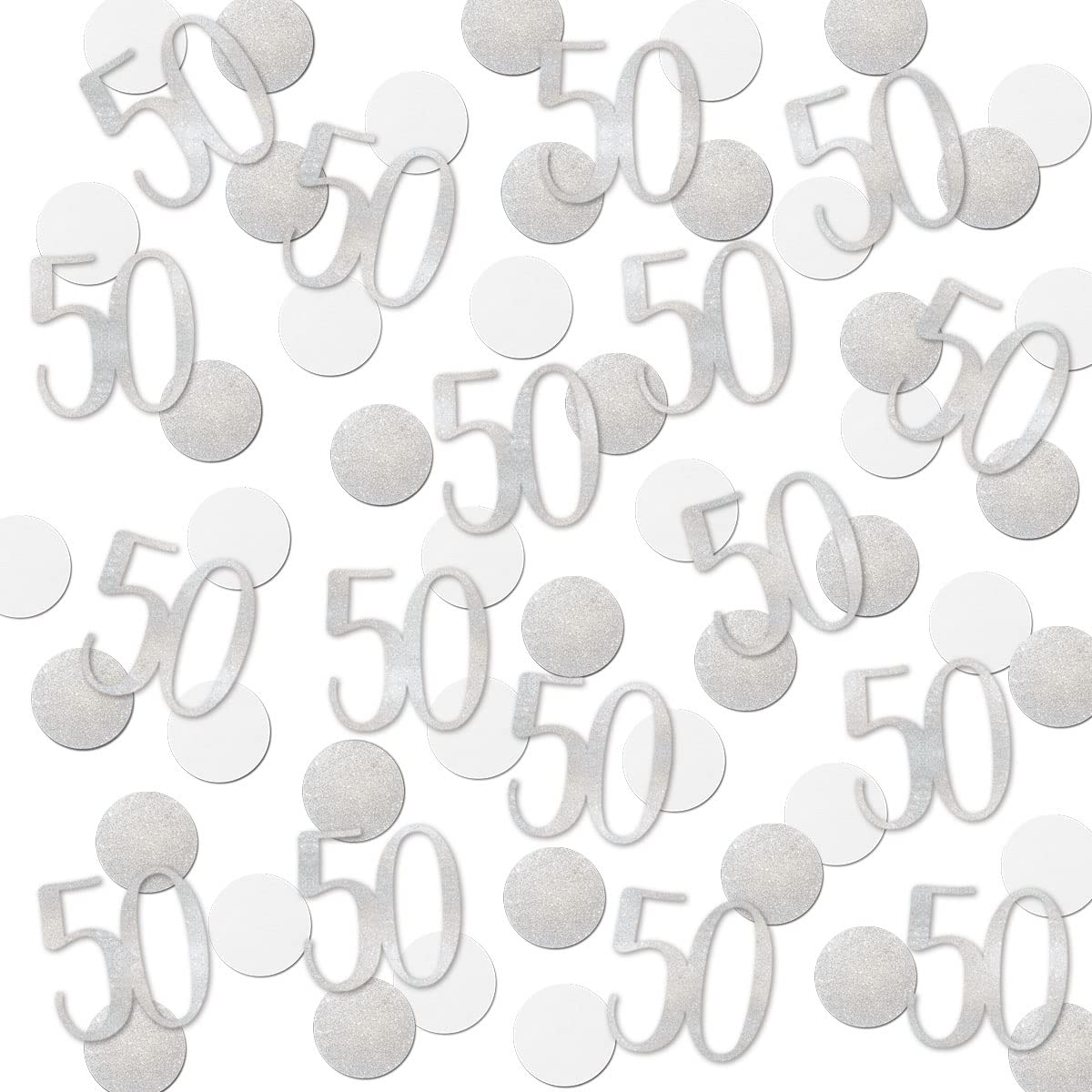 Silver Glitter 50 Confetti, 50th Birthday Number Confetti, 200pcs Anniversary Party Table Decoration Supplies