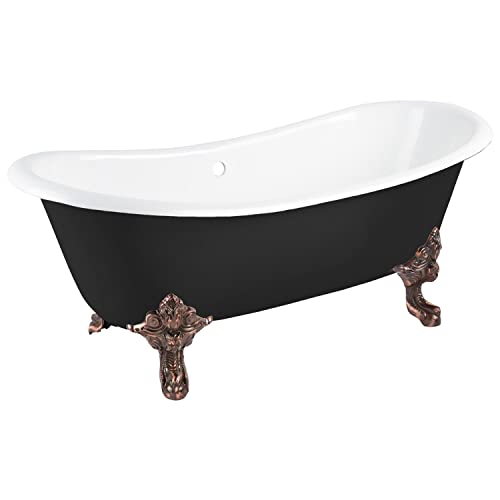 Signature Hardware 946219-72 Lena 72" Cast Iron Soaking Clawfoot Tub with Integrated Drain, Overflow and Imperial Feet