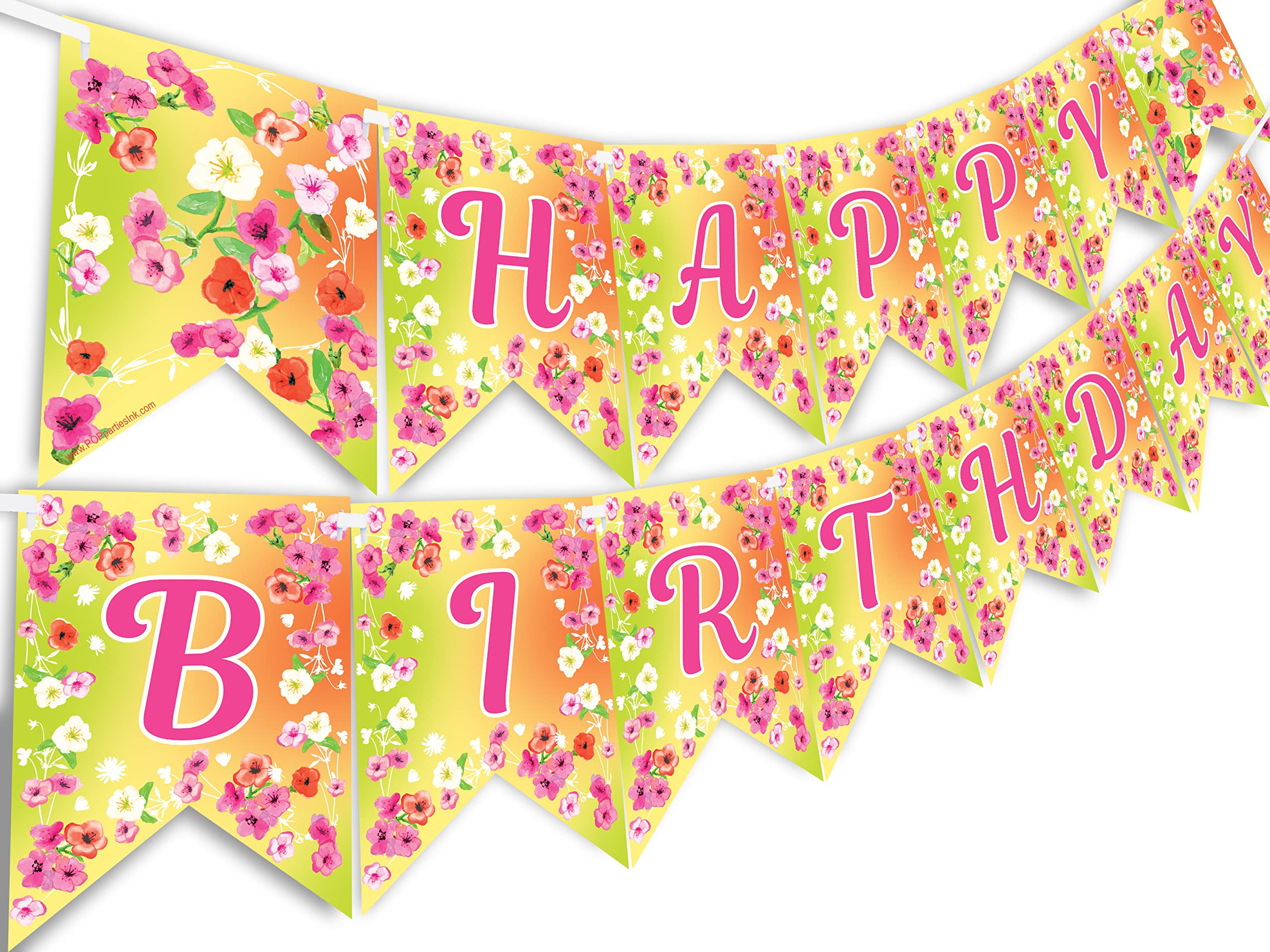 Wildflower Happy Birthday Banner - 40th 50th 60th Birthday Party Supplies - Wildflower Birthday Party Decorations - Wildflower Birthday Party Supplies- Wildflower Birthday