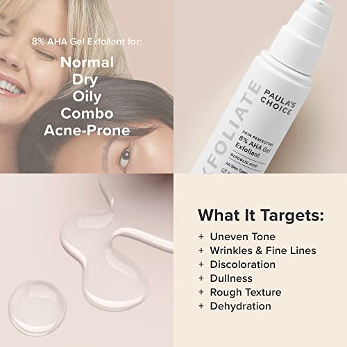 Paula's Choice SKIN PERFECTING 8% AHA Gel Exfoliant with Glycolic Acid Chamomile & Green Tea, 3.3 Ounce Pump Leave-On Gentle Exfoliator