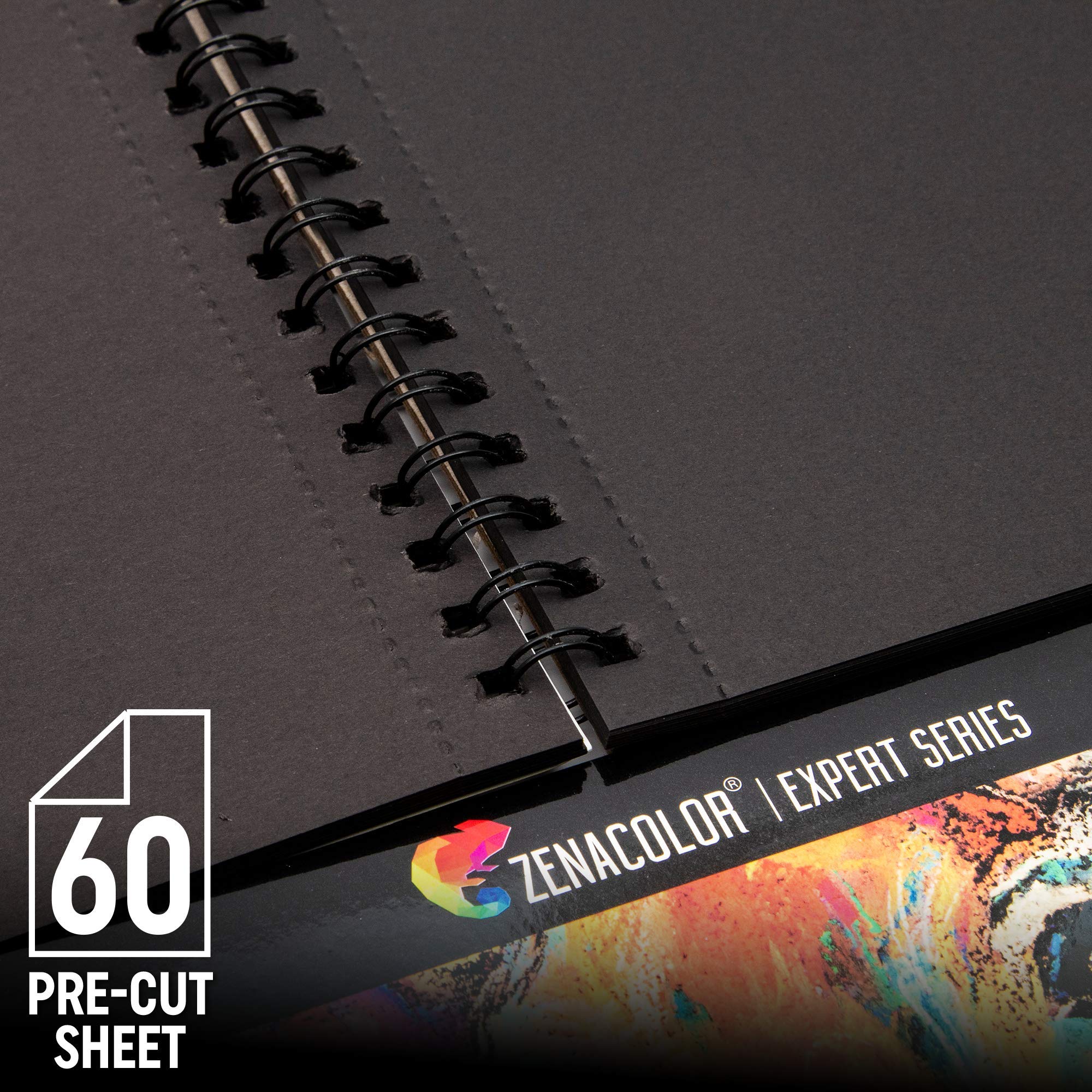Black Sketchbook (Pack of 2, 60 Sheets) 9X12β - Heavyweight Paper 150GSM / 100 lbs, Perfect for Graphite & Colored Pencils, Charcoal, Chalk, Pack of 2 x Professional Black Drawing Paper ZENACOLOR