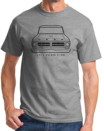 1971 Ford F100 Pickup Truck Front End Design Classic Print Tshirt Large Grey