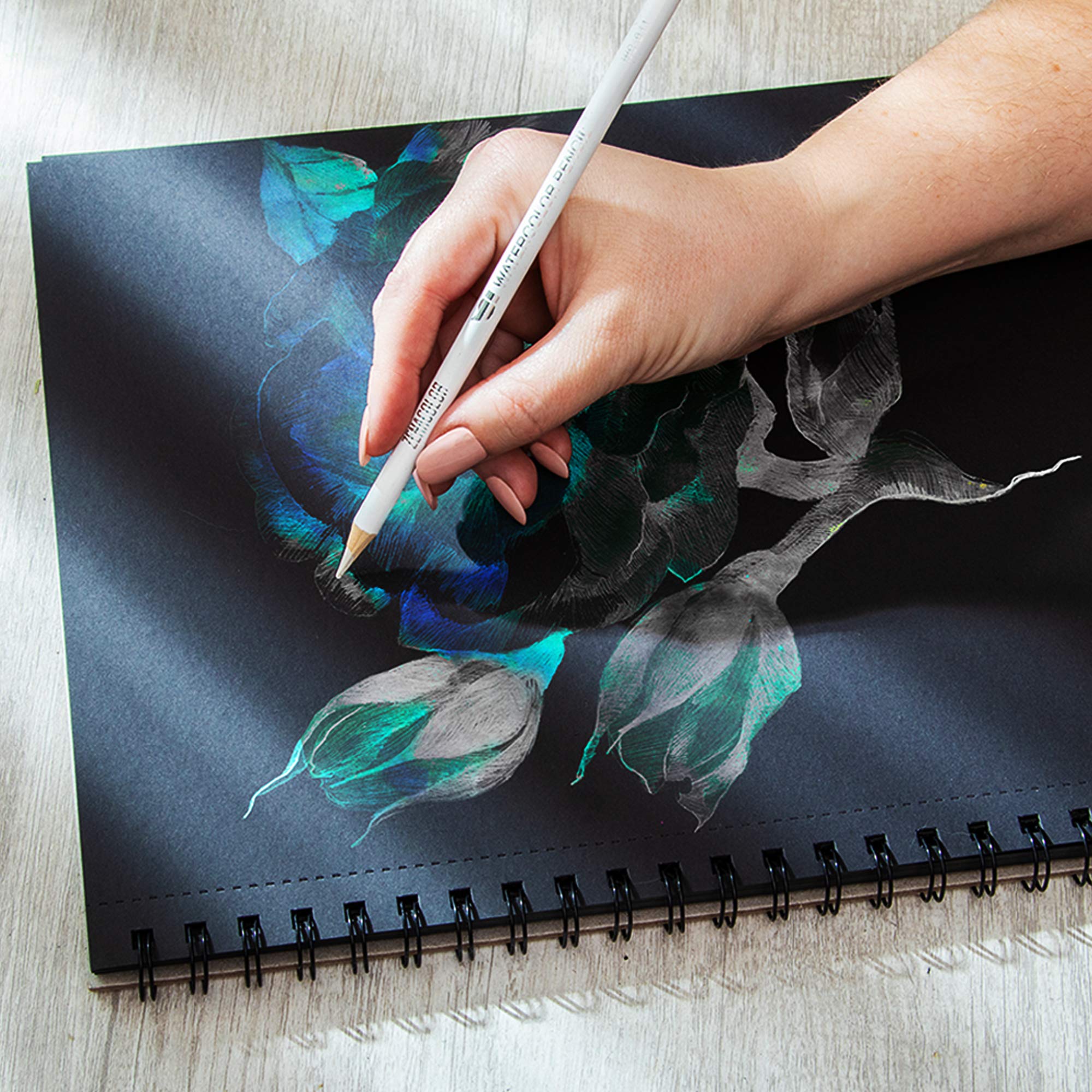 Black Sketchbook (Pack of 2, 60 Sheets) 9X12β - Heavyweight Paper 150GSM / 100 lbs, Perfect for Graphite & Colored Pencils, Charcoal, Chalk, Pack of 2 x Professional Black Drawing Paper ZENACOLOR