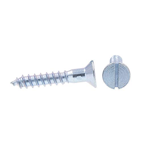 Prime-Line 9199972 Wood Screws, Flat Head, Slotted Drive, #12 X 1-1/4 in, Zinc Plated Steel, (50-pack)