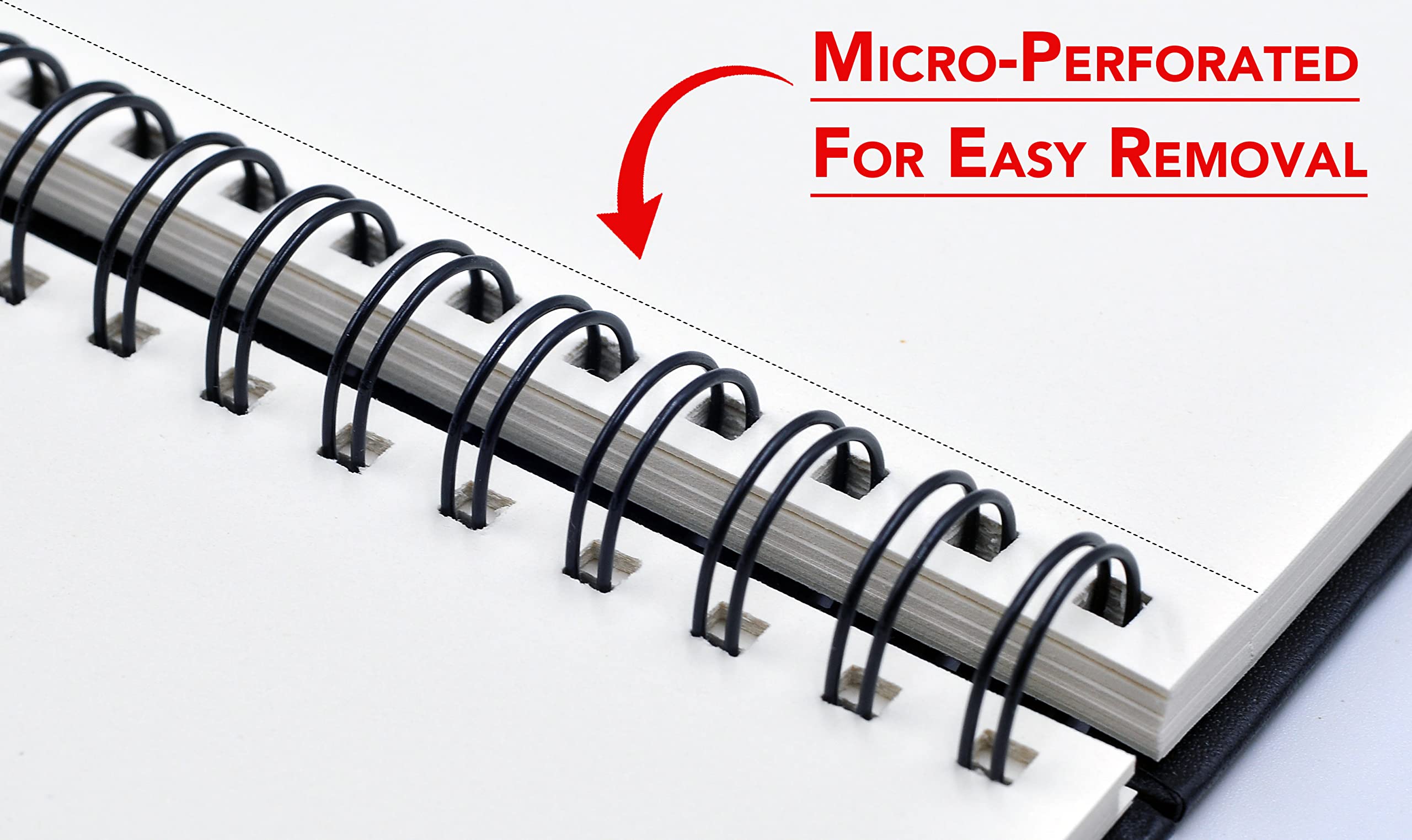 Hardcover Sketch Book, 9"x12", Spiral Wire and Pencil Holder, Universal Sketch Paper with Perforated Line, 80 Sheets, Acid Free, Perfect for Pencil, Pastel, Graphite, and Charcoal, etc.