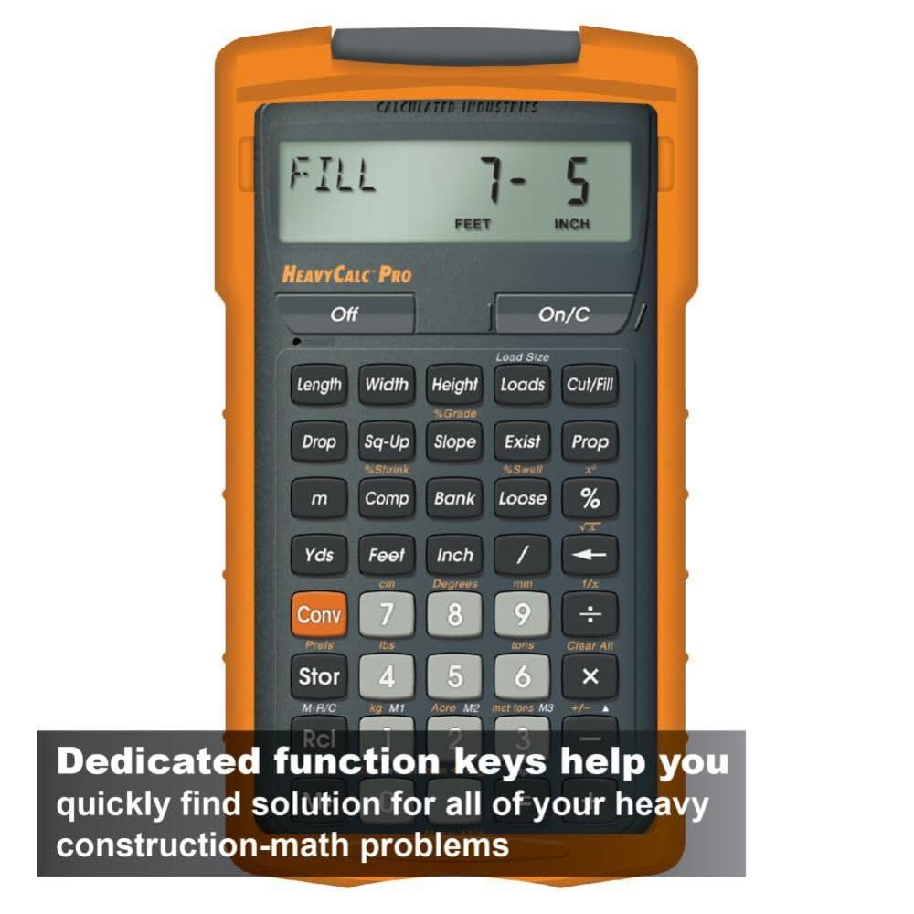 Calculated Industries 4325 HeavyCalc Pro Feet-Inch, Tenths, Yards and Metric Construction Math Calculator Tool for Engineers, Estimators, Excavators, Highway Contractors and Heavy Equipment Operators