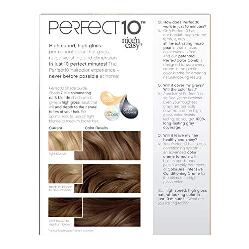 Clairol Nice'n Easy Perfect 10 Permanent Hair Dye, 7 Dark Blonde Hair Color, Pack of 2