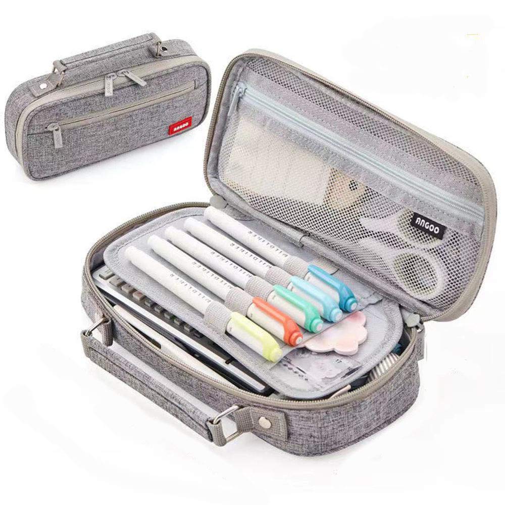 Pen case Pencil case Large capacity Fashionable Pencil case Boys Girls Elementary school students Junior high school students High school students University students For working adults (grey)