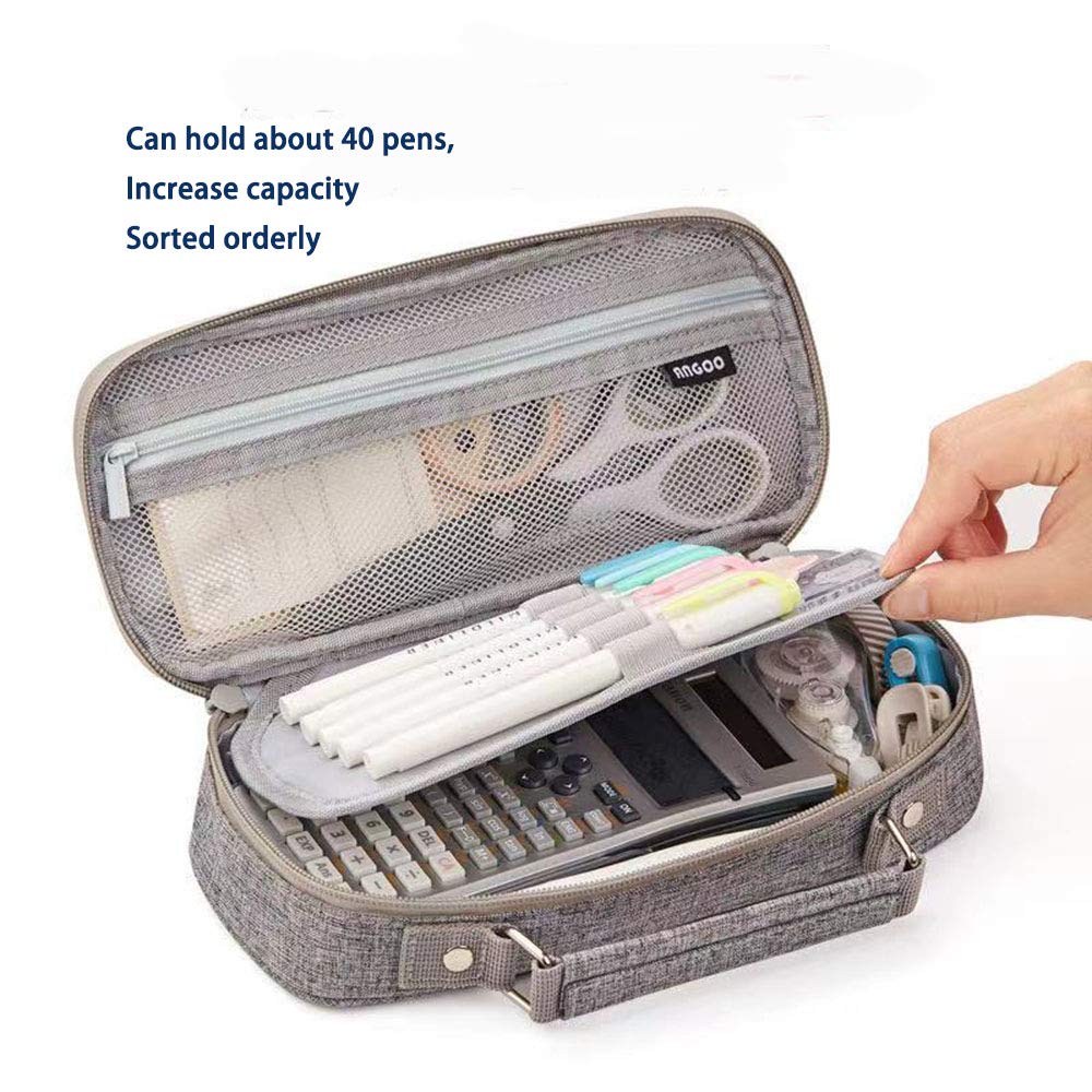 Pen case Pencil case Large capacity Fashionable Pencil case Boys Girls Elementary school students Junior high school students High school students University students For working adults (grey)