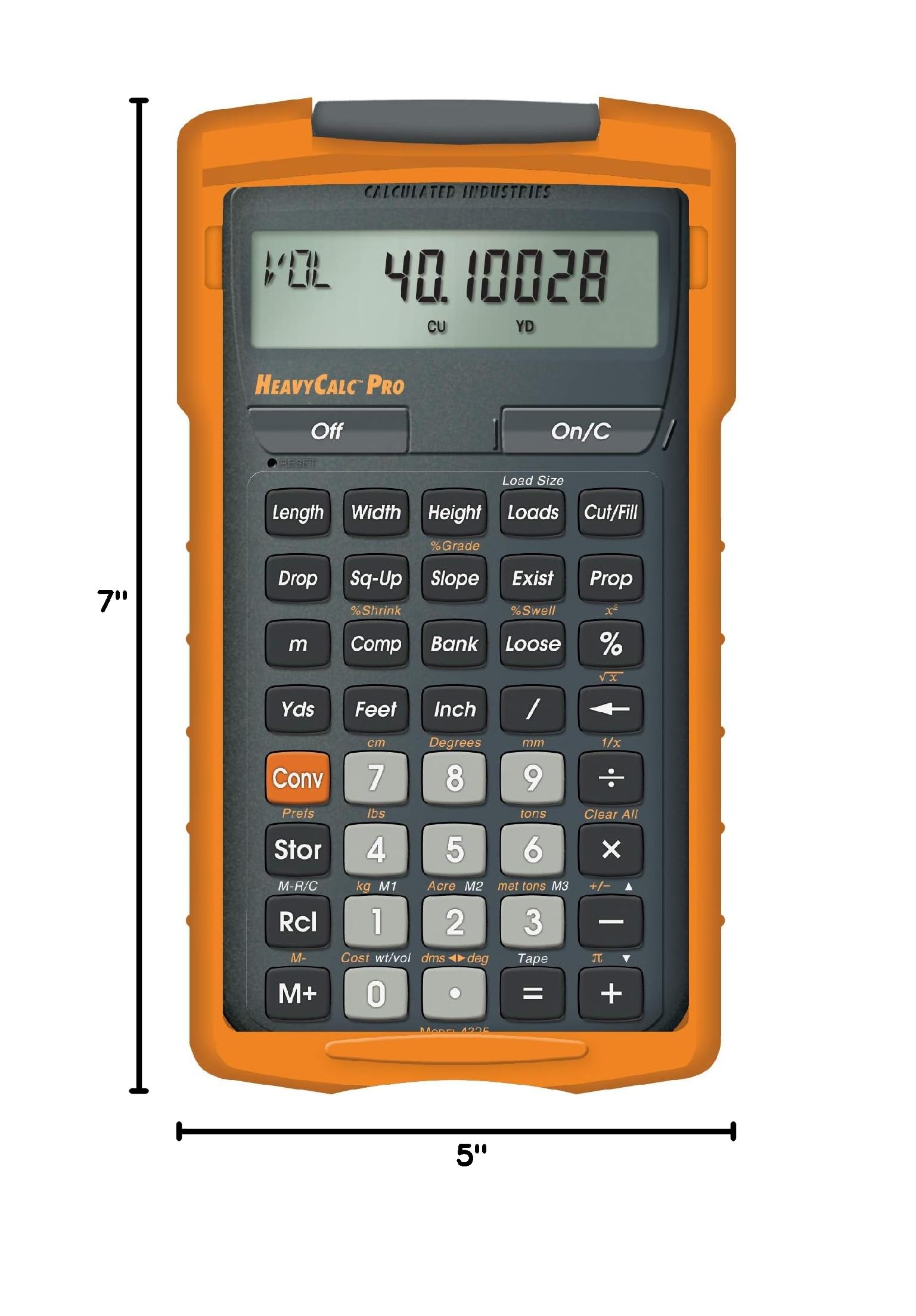 Calculated Industries 4325 HeavyCalc Pro Feet-Inch, Tenths, Yards and Metric Construction Math Calculator Tool for Engineers, Estimators, Excavators, Highway Contractors and Heavy Equipment Operators