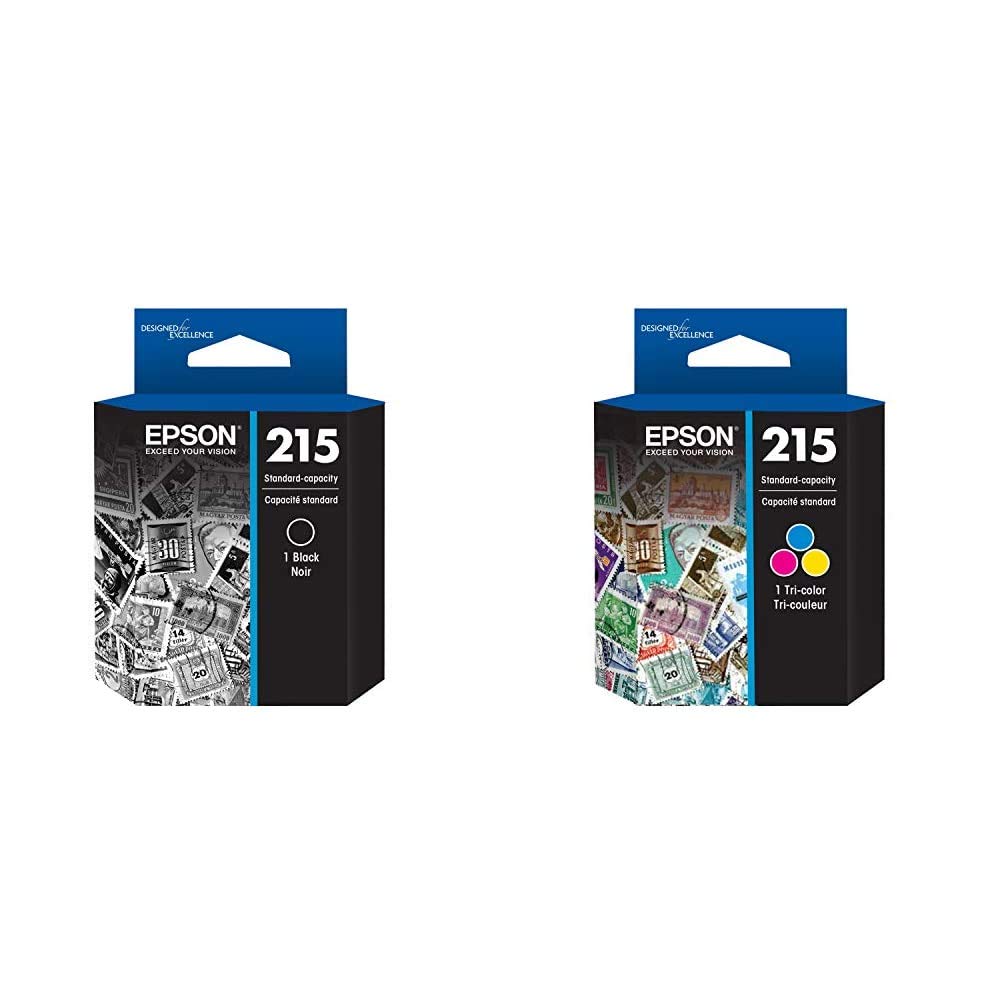 Epson T215 -Ink Standard Capacity Black -Cartridge (T215120-S) for Select Workforce Printers & EPSON T215 -Ink Standard Capacity Tricolor -Cartridge (T215530-S) for Select Workforce Printers