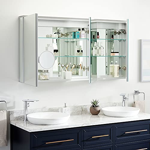 Signature Hardware 950613-53 Pallas 53" x 27-5/8" Lighted Frameless 3 Door Medicine Cabinet with Tunable LED and Electrical Outlet