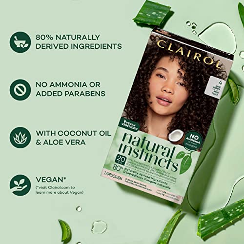 Clairol Natural Instincts Demi-Permanent Hair Dye, 4W Dark Warm Brown Hair Color, Pack of 3