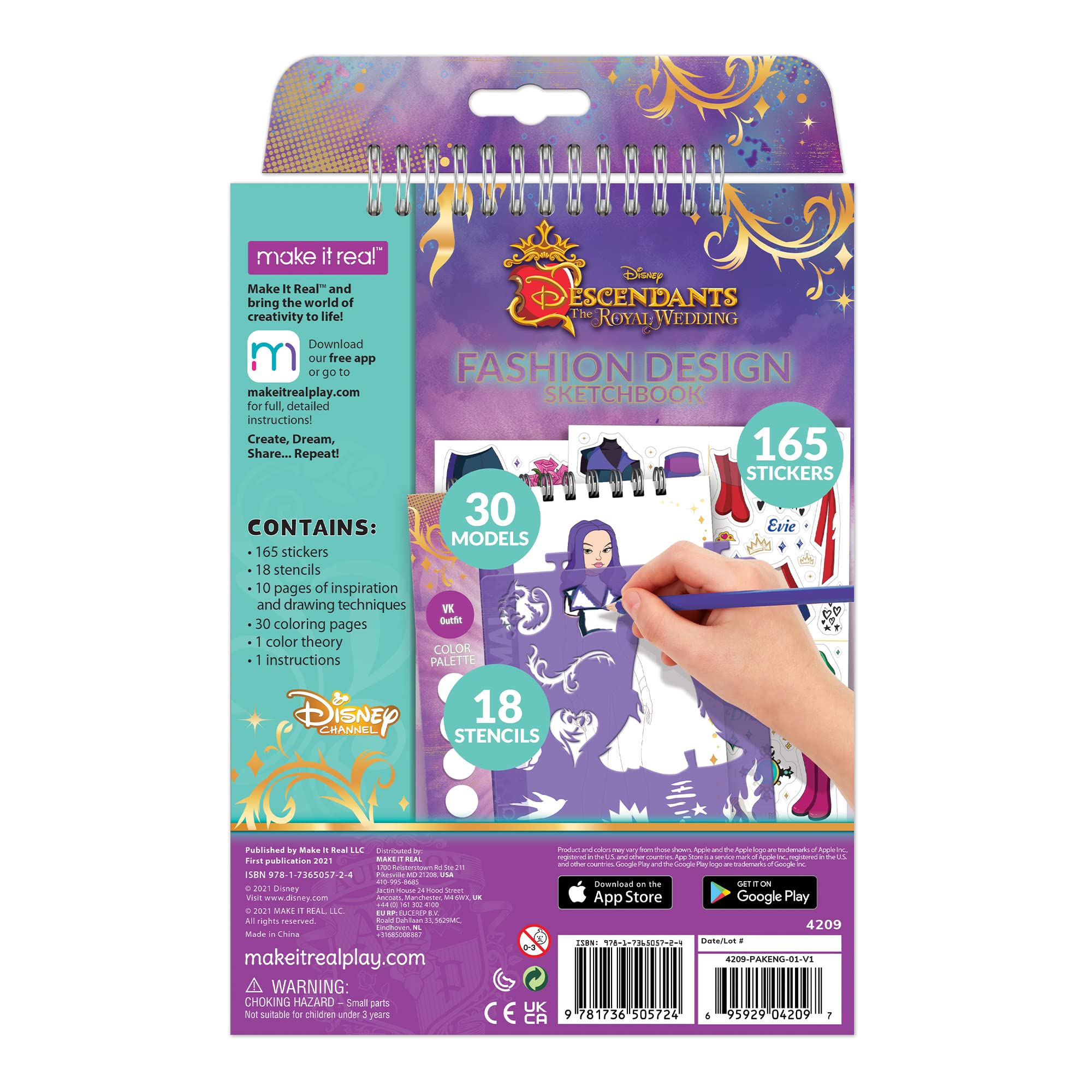 Disney Descendants Royal Wedding Fashion Design Sketchbook for Girls - Create Stunning Wedding-Themed Fashions with 183 Stickers, Stencils, Design Guide - Gift for Ages 8+, Develops Real-World Skills