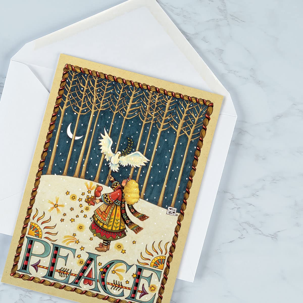 Current Peace Dove Christmas Greeting Cards Set © Mary Engelbreit - Set of 18 Large 5 x 7-Inch Folded Cards, Themed Religious Holiday Card Value Pack, Envelopes Included