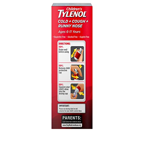 Tylenol Children's Cold + Cough + Runny Nose Oral Suspension, Grape, 4 Fl. Oz