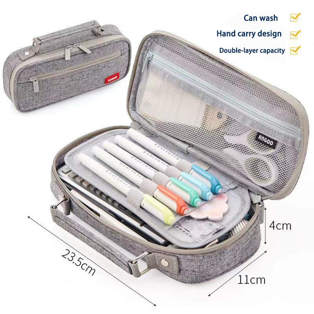 Pen case Pencil case Large capacity Fashionable Pencil case Boys Girls Elementary school students Junior high school students High school students University students For working adults (grey)