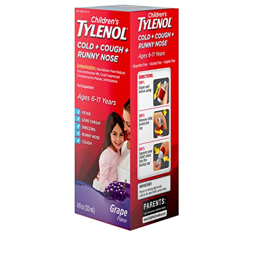 Tylenol Children's Cold + Cough + Runny Nose Oral Suspension, Grape, 4 Fl. Oz