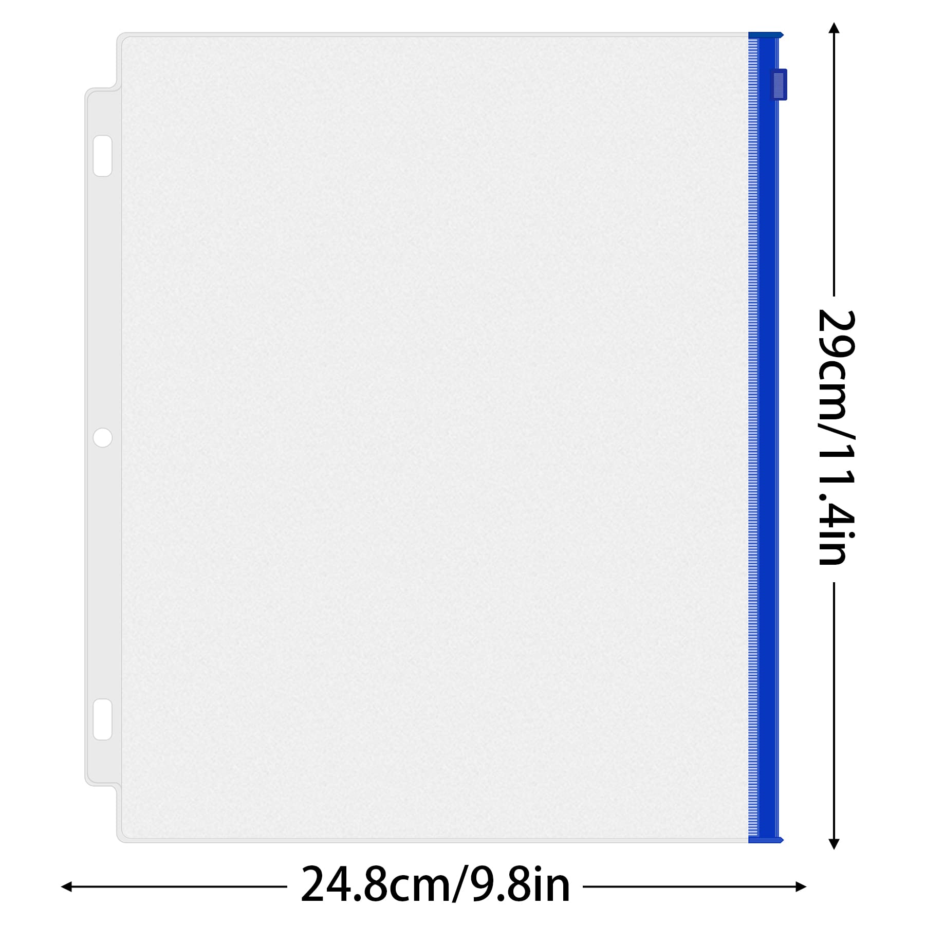Antner 6 Pack Zippered Binder Pockets Letter Size 3 Holes Binder Pouches, Multicolor Zippers Folders Loose Leaf Document Filing Bags for 3 Ring Binders